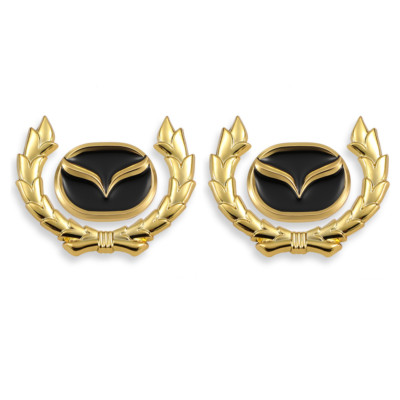 2x Gold Black MAZDA Fender Emblem for Mazda 3 6 9 CX-5 MX-5 CX-7 RX-7 ...