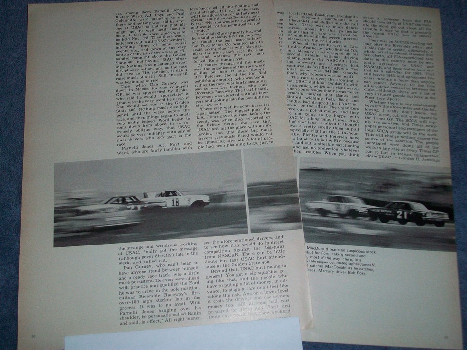 1963 Golden State 400 NASCAR Highlight Vintage Article Darel Dieringer ...