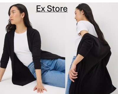Ladies Longline Cardigan Open Edge to Edge Soft EX STORE Knitted Top ...