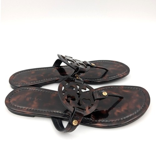 Tory Burch Miller Tortoise Shell Patent Leather Sandals Women's Size ...