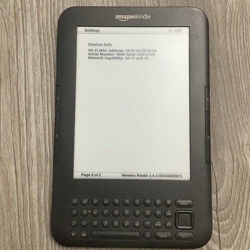 Amazon Kindle Keyboard 3, Wi-Fi, 6" 4GB, D00901 3rd Generation USED | eBay