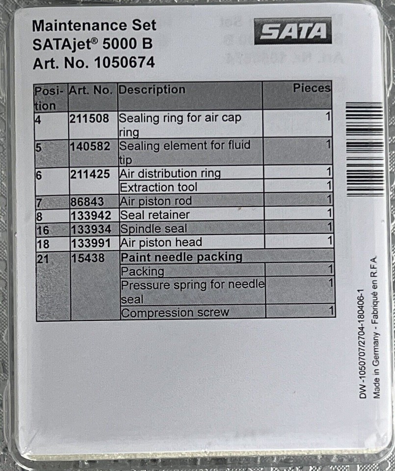 1050674 SATA JET 5000B Maintenance Kit Spray Gun Rebuild | eBay