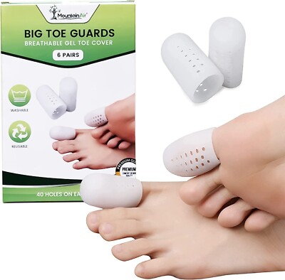 6 Pairs Silicone Toe Caps, Breathable Gel Toe Covers, Big Toe Guards | eBay