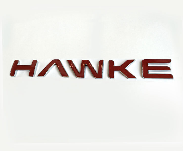 HAWKE 3D Chrome & Red Boot Bonnet Letters Badges RANGE ROVER EVOQUE ...