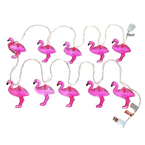 9 Ft Pink Flamingo Decorative Lighting String, 10 LED White Wire String ...