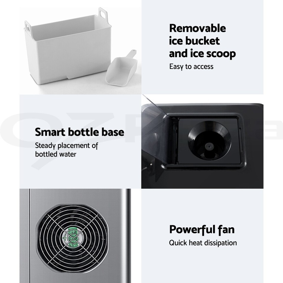 Devanti Ice Maker Machine Commercial Portable Ice Cube Tray Countertop ...