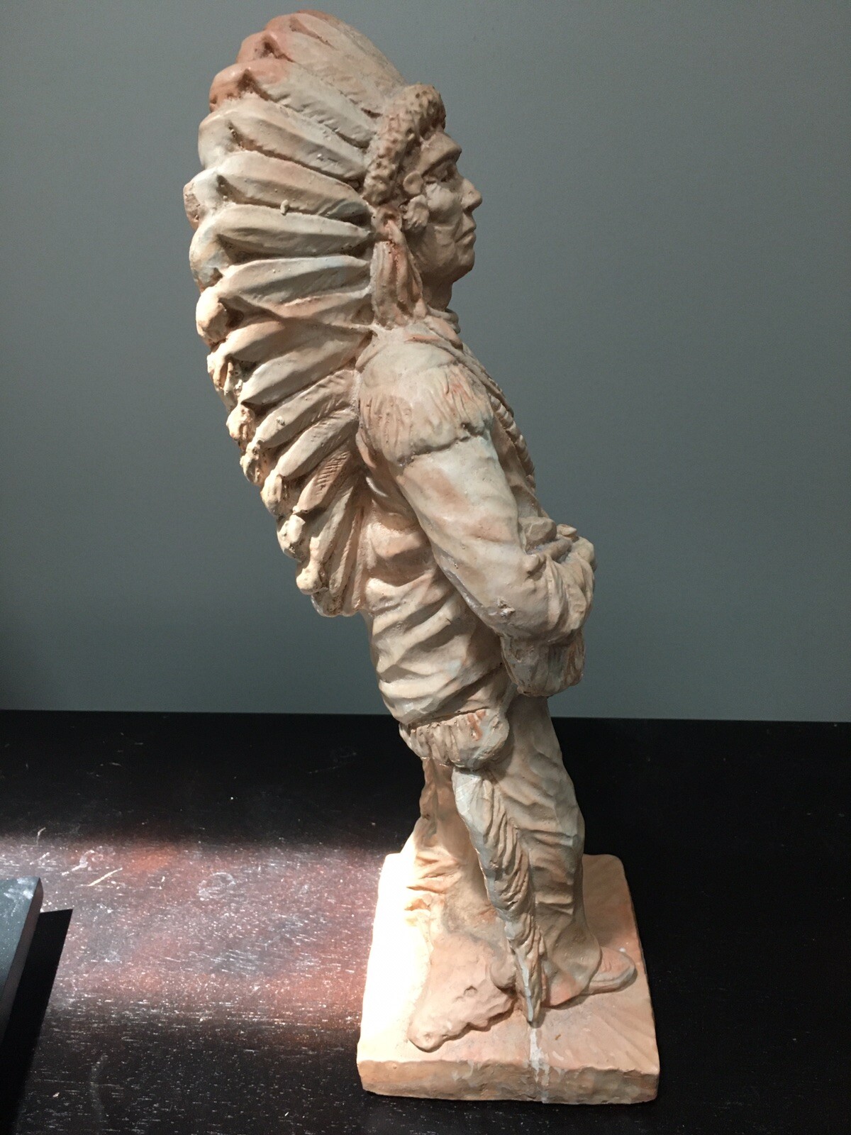 Standing American Indian Chief Swirl Pottery Statue 16" | eBay
