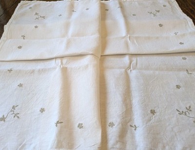 Vintage Cream Linen Tablecloth With Small Beige Flowers | eBay UK