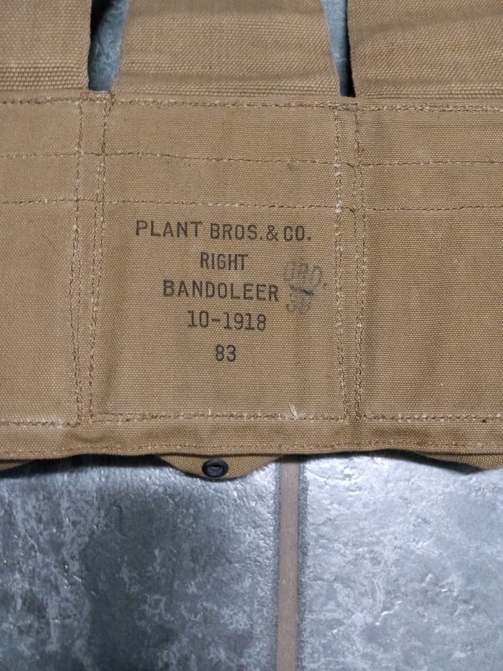 Vintage 1918 ~ US WWI ~ BAR ~ 3 Pouch Right Side Magazine Bandoleer ...