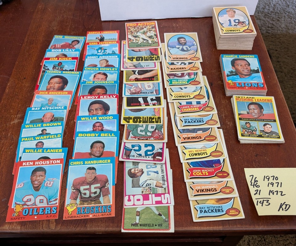 143 Card Lot 1970 1971 1972 Topps Football Card Collection W/Stars Good ...