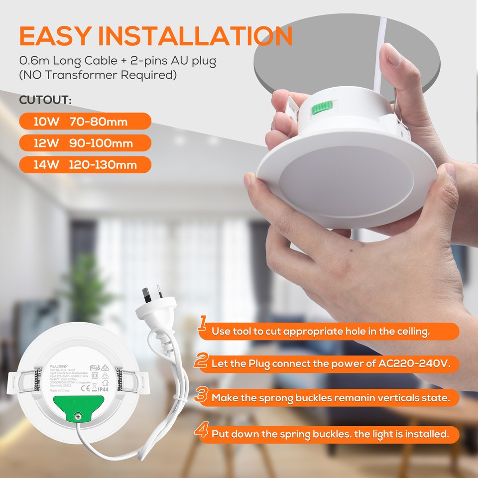 LED DOWNLIGHTS KIT 10W 12W 14W DIM WARM COOL WHITE DAYLIGHT IP44 70MM ...