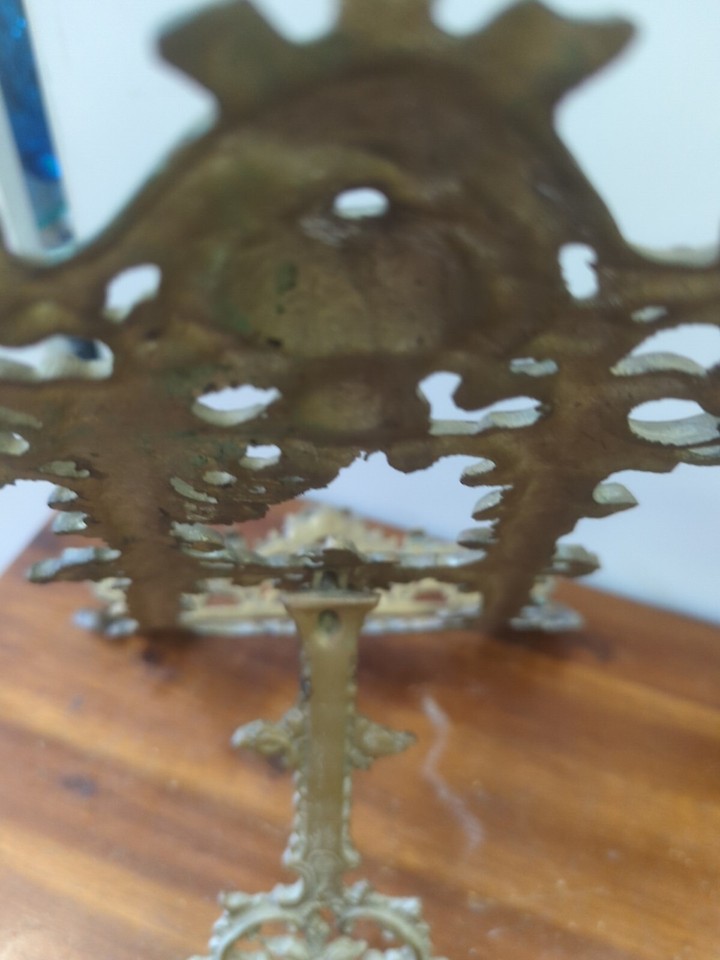 Vintage Rococo Revival Style Polished Brass Table Display Easel 15" H ...