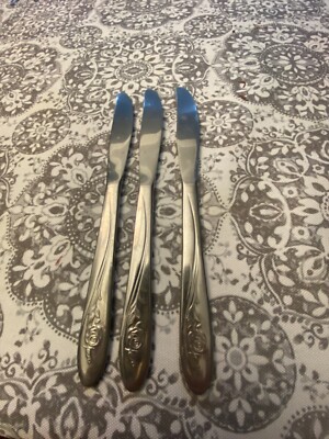 Three butter knives oneida custom stainless - rose pattern | eBay