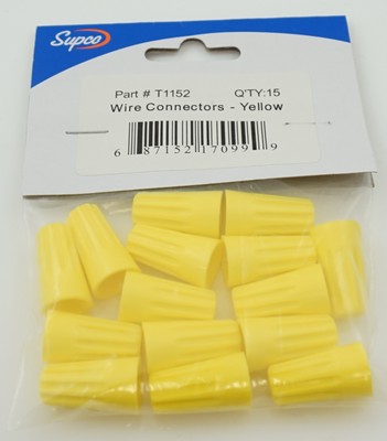 Supco Wire Connector, large yellow connector with spring insert, 15 Pcs ...