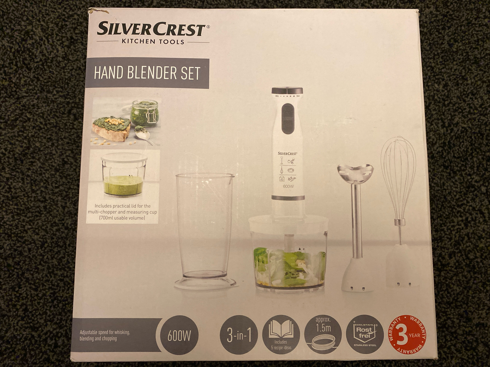 Silvercrest 3-in-1 Set 600w Hand Blender Turbo 5 Speed Immersion ...