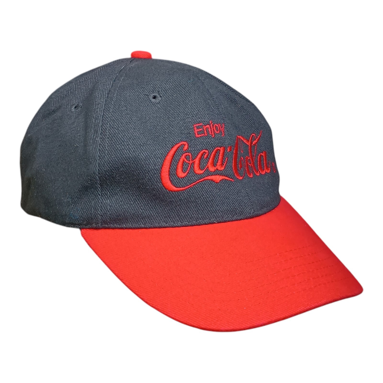 'Enjoy Coca-Cola' Coke Baseball Cap Red Brim Black Cr… - Gem