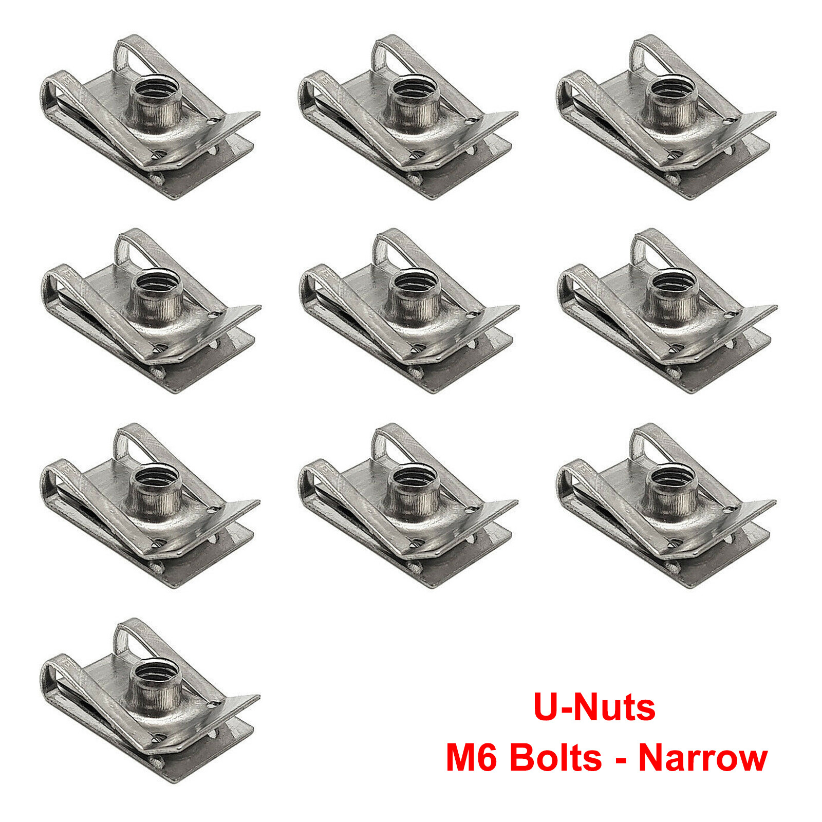 10 Pcs Stainless Steel M6 U Nuts Narrow Bolt Speed Clip Automotive Trim ...