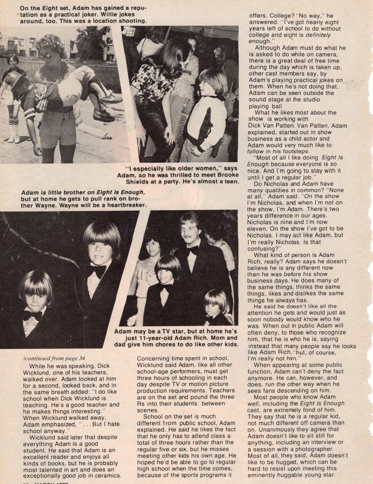 Adam Rich Nicholas Bradford pinup Brooke Shields Willie Aames article ...