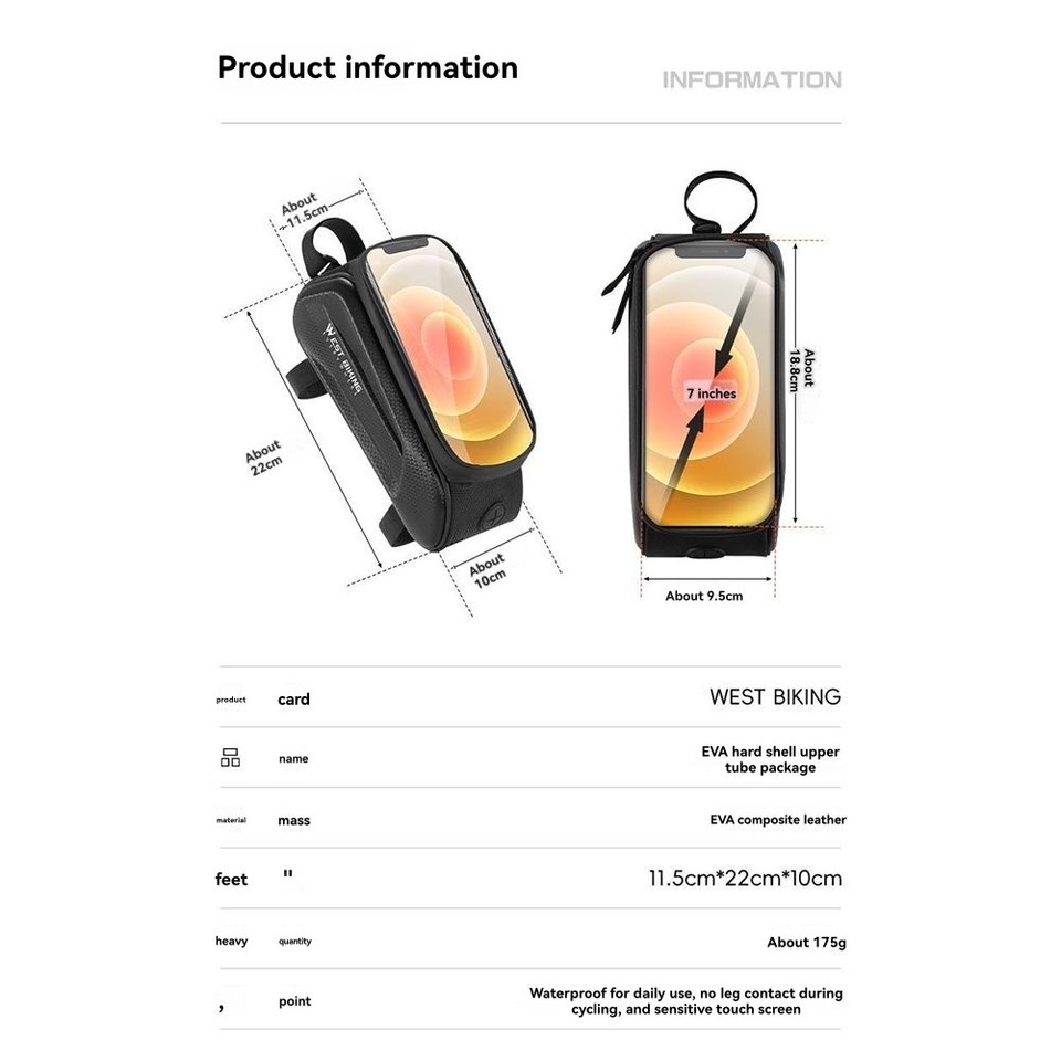 Bike Bag Front Phone Bag Screen Package Top Tube Frame Pouch for ...