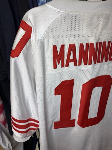 Eli Manning NY Giants #10 White Authentic Jersey Captain Patch Reebok ...
