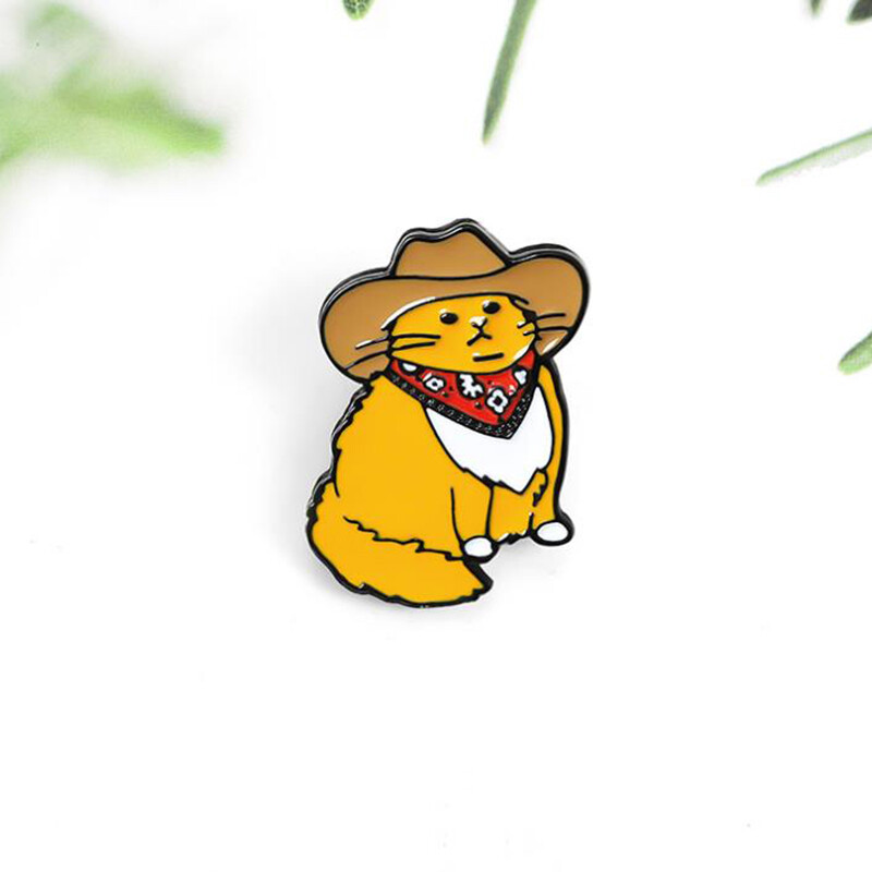 Cowboy Cats Enamel Pin Funny Animal Brooches Shirt Lapel Bag Cute Badge ...