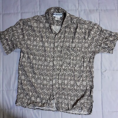 Untied Buttons Down Short Sleeve Shirt Brown Black Tan Vintage 00s | eBay