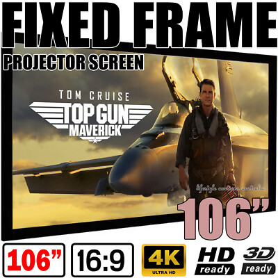 106" Inch Fixed Frame Aluminum Projector Screen 3D Home Theatre HD TV ...
