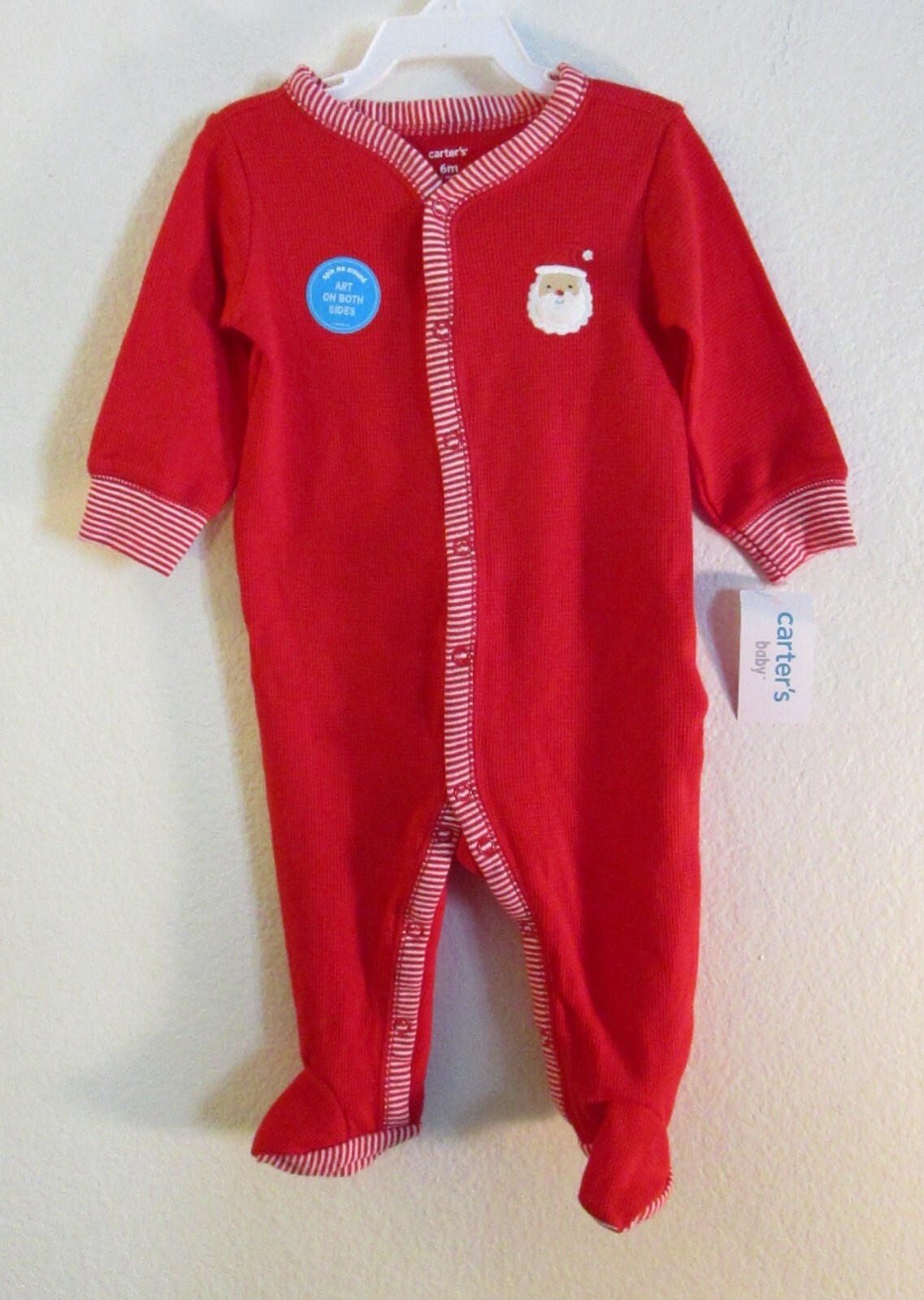 Carter's 6M Infant Baby Snap-Up Thermal Sleeper RED Santa's Helper ...