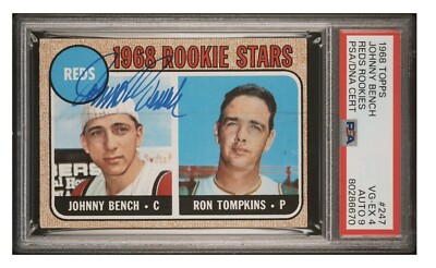 1968 Topps SIGNED Johnny Bench RC #247 PSA 4 /DNA AUTO 9 Reds HOF ...