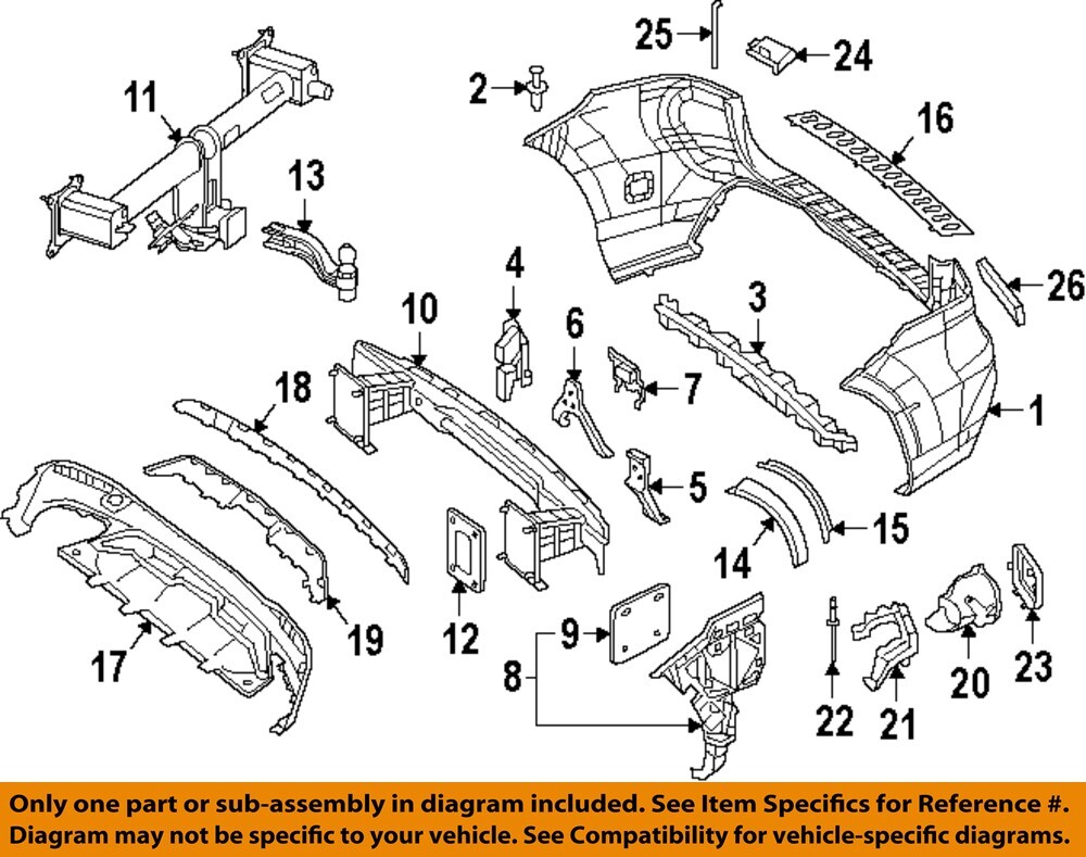 MERCEDES OEM 16-19 GLE300d Rear Bumper Bumper Components-Outer Cap ...