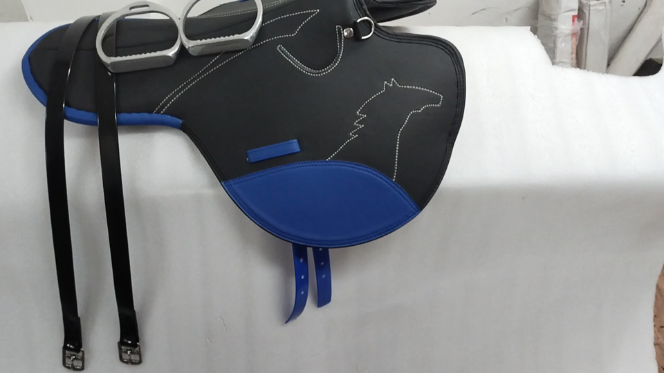 Blue/Black Racing Exercise Light Weight Horse Tack Saddle With Stirrup ...