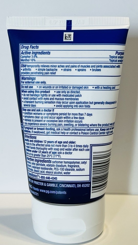 Vicks VapoFreeze Topical Pain Relief Cream Menthol Camphor 3 oz Exp 01/ ...