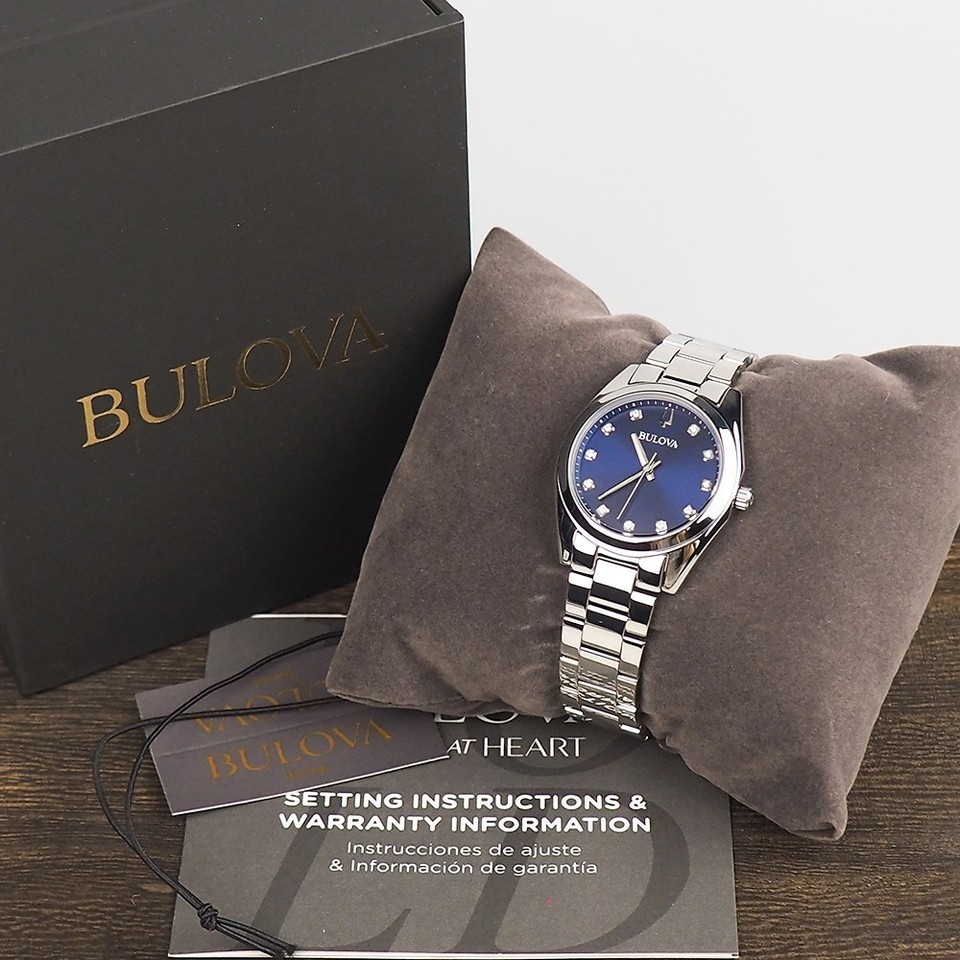 Bulova Surveyor Diamond Blue Dial Stainless Steel Quartz Women's Watch ...