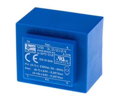 Block 230V AC to 2 x 24V AC 2 Output Through Hole PCB Transformer, 3 ...