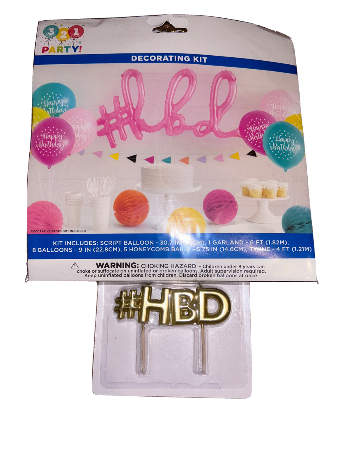 #HBD Girl Teen Women Happy Birthday Decorating Kit 22 Pc Table, Candle ...