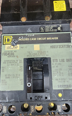 Square D 100 Amp 480 Vac 3 Pole FA34100 Circuit Breaker | eBay
