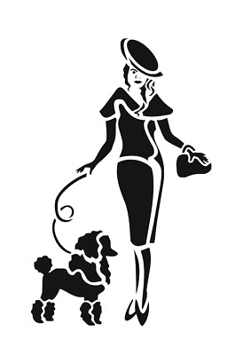 Schablone " Lady mit Hund " auf A4 | eBay.de