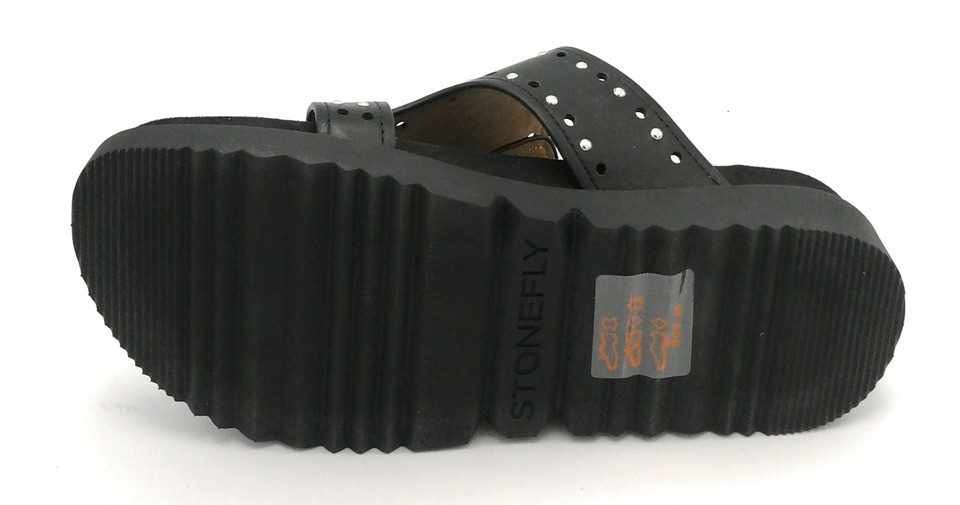 Stonefly 217492 Sandale Tongs Cuir Noir Boucle Goujons Fond en ...