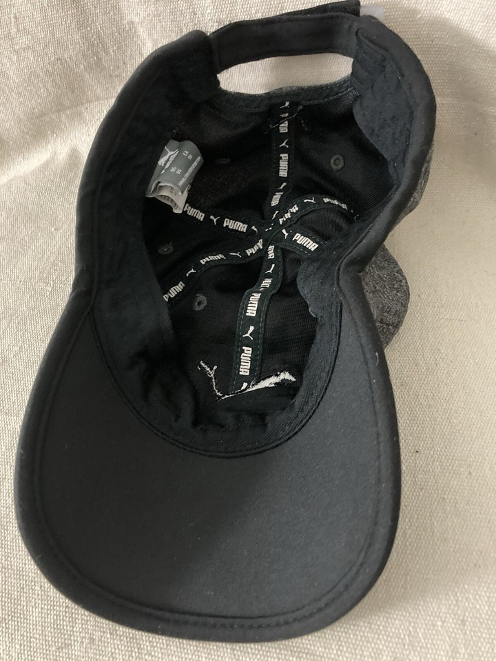 PUMA Hat Baseball Cap Gray Black Adjustable One Size Sporty Embroidered ...