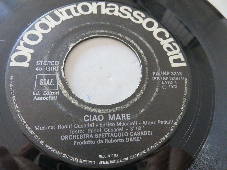 Disk Vinyl 45 RPM 7" Secondo Casadei - Ciao Mare - La Marcialonga | eBay