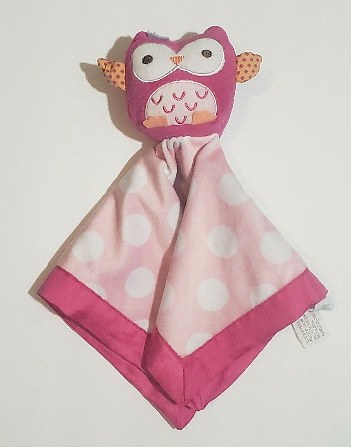 Circo Owl Lovey Security Blanket Toy Stuffed Animal Pink White Polka ...