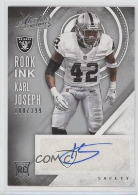 2016 Panini Absolute Rook Ink Silver /399 Karl Joseph #29 Rookie Auto ...