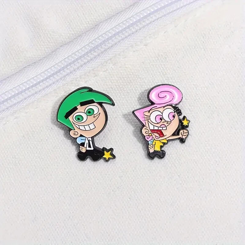 Nickelodeon 2pc Fairly OddParents Cosmo & Wanda Cartoon Cute Enamel Pin ...