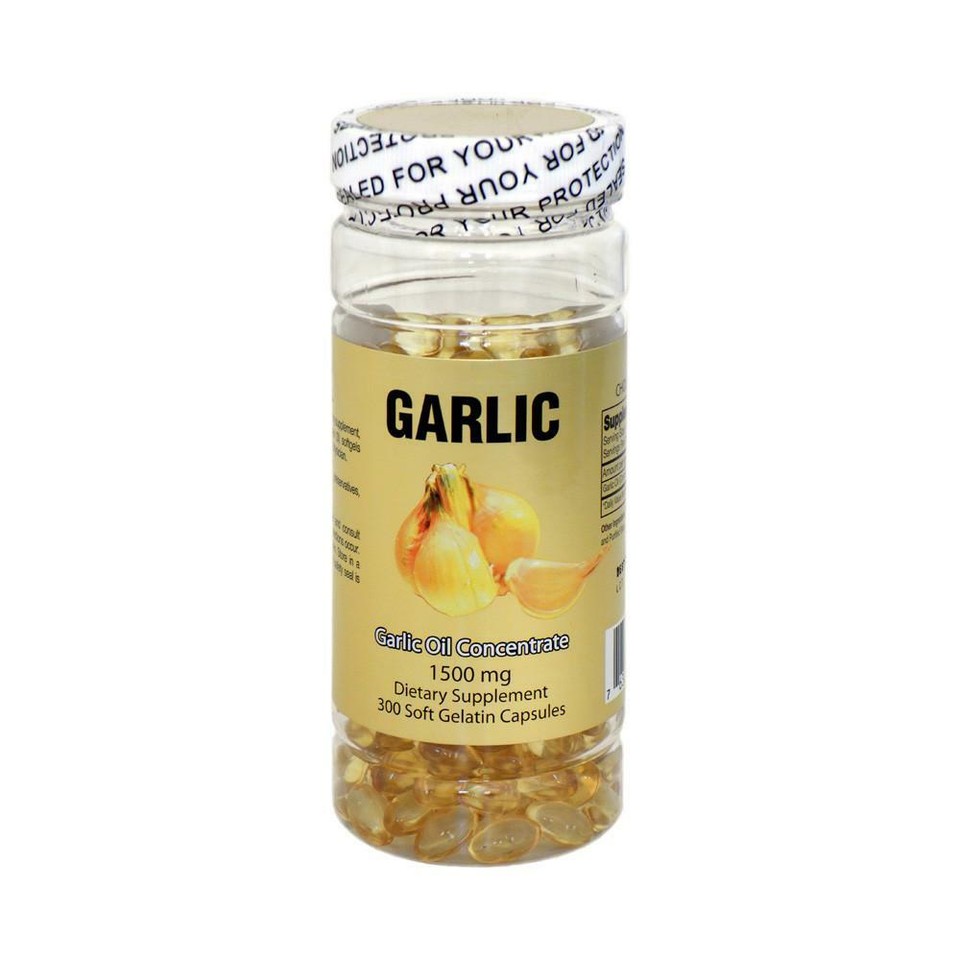 Garlic Oil 1500 mg 300 Softgels/bottle nu-health 3 month supply ...