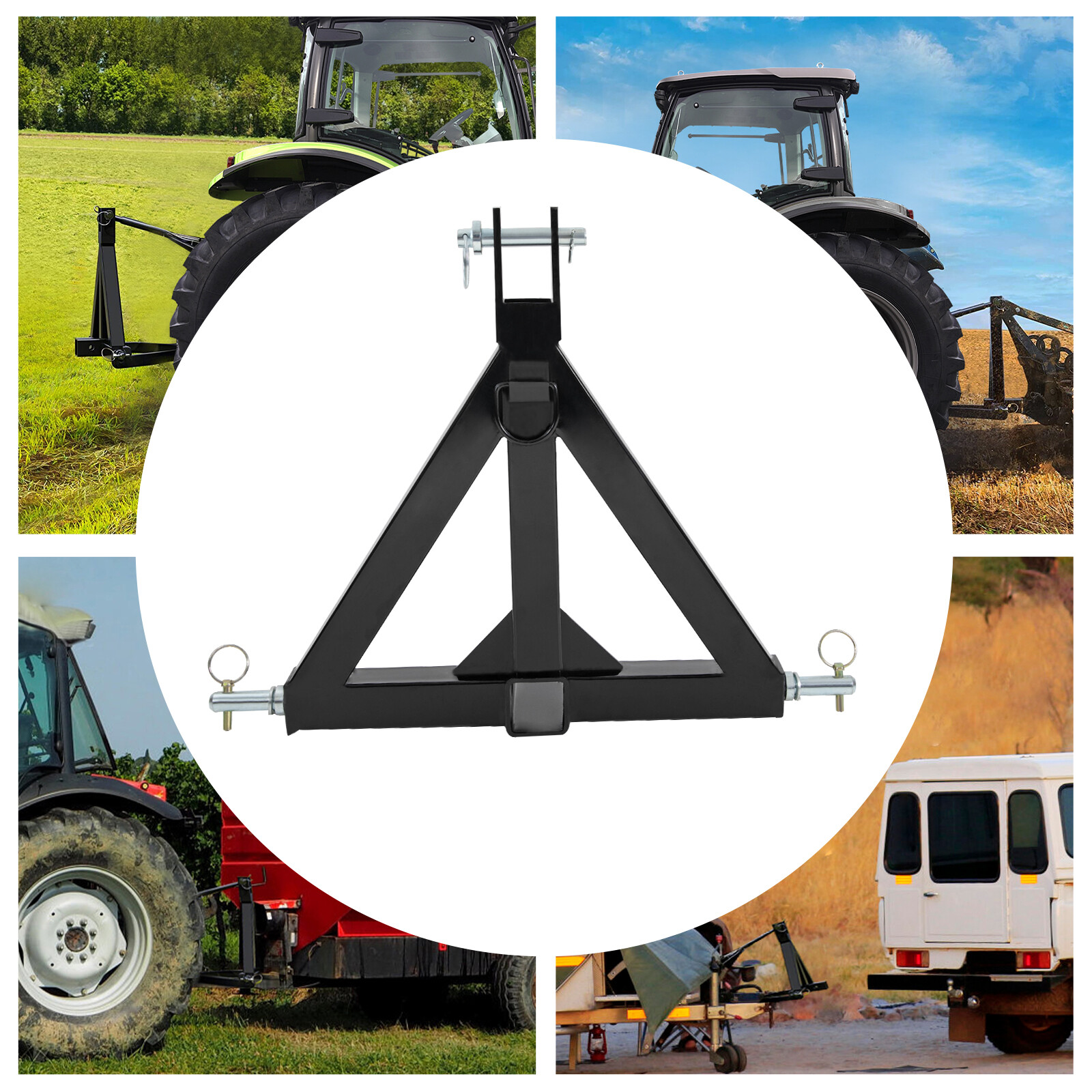 3 Point Trailer Hitch w/ 2" Receiver Cat 1 Tractor Tow Hook Drawbar ...