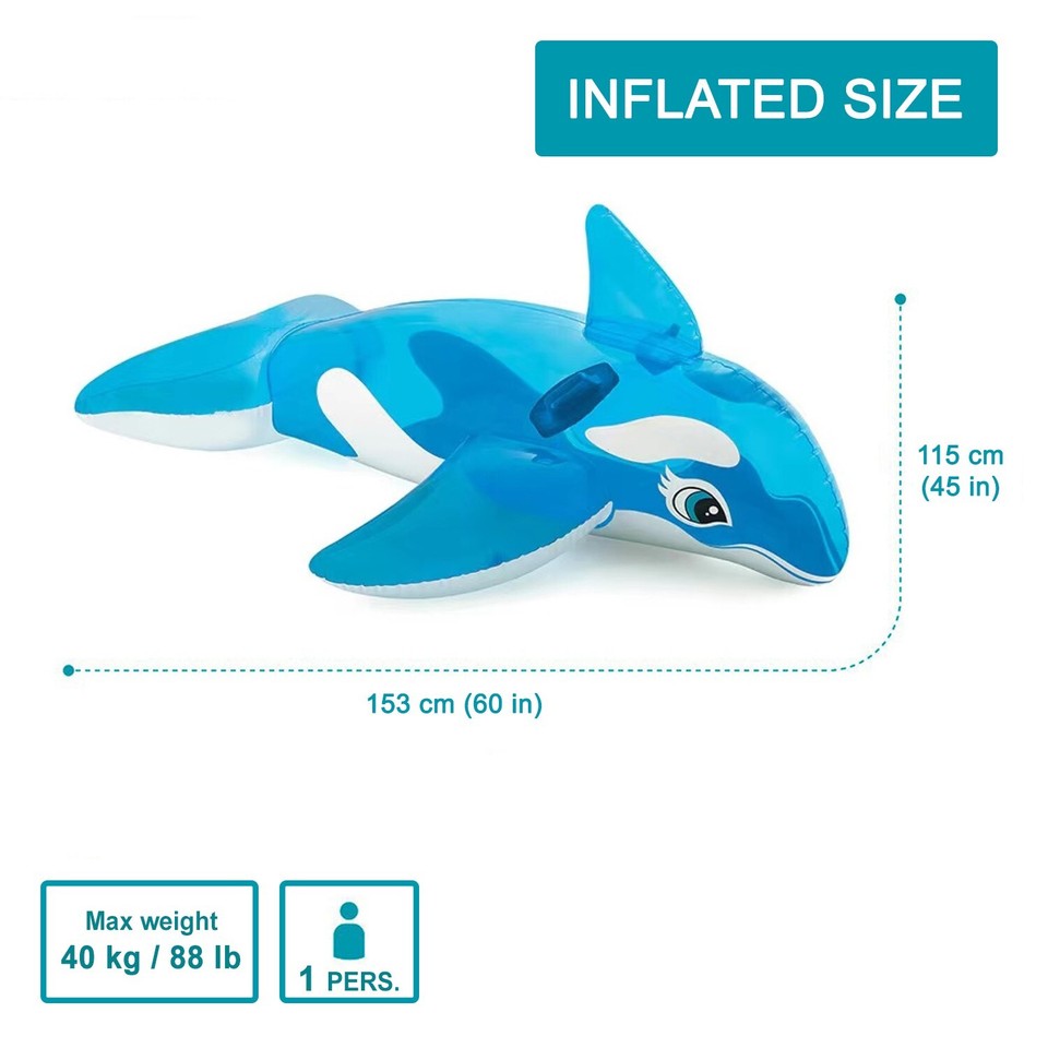 Whale Pool Float - Inflatable Animal Ride-on - Swimming Water Toys for ...