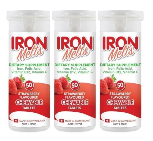 3 x Iron Melts 50 Chewable Tablets Iron Folic Acid | eBay