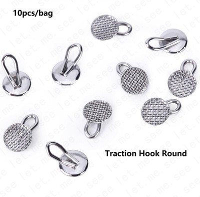 10pcs Dental Orthodontic Lingual Buttons Bondable Traction Hook Round Mesh Base | eBay