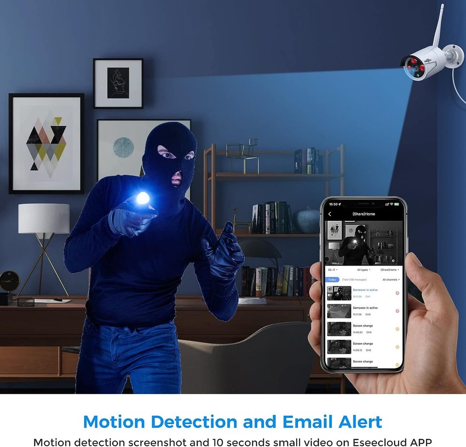 2K 3MP Outdoor WiFi Security Camera For Hiseeu Wireless Security Camera ...