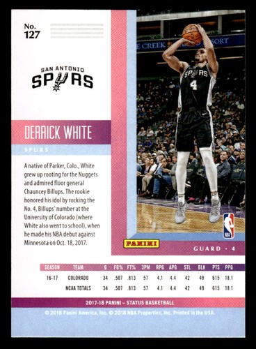 2017-18 Panini Status #127 Derrick White Rookie SPURS | eBay